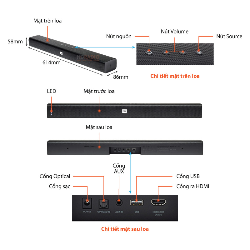 Loa Soundbar JBL BAR STUDIO NOIR - tienmanhaudio