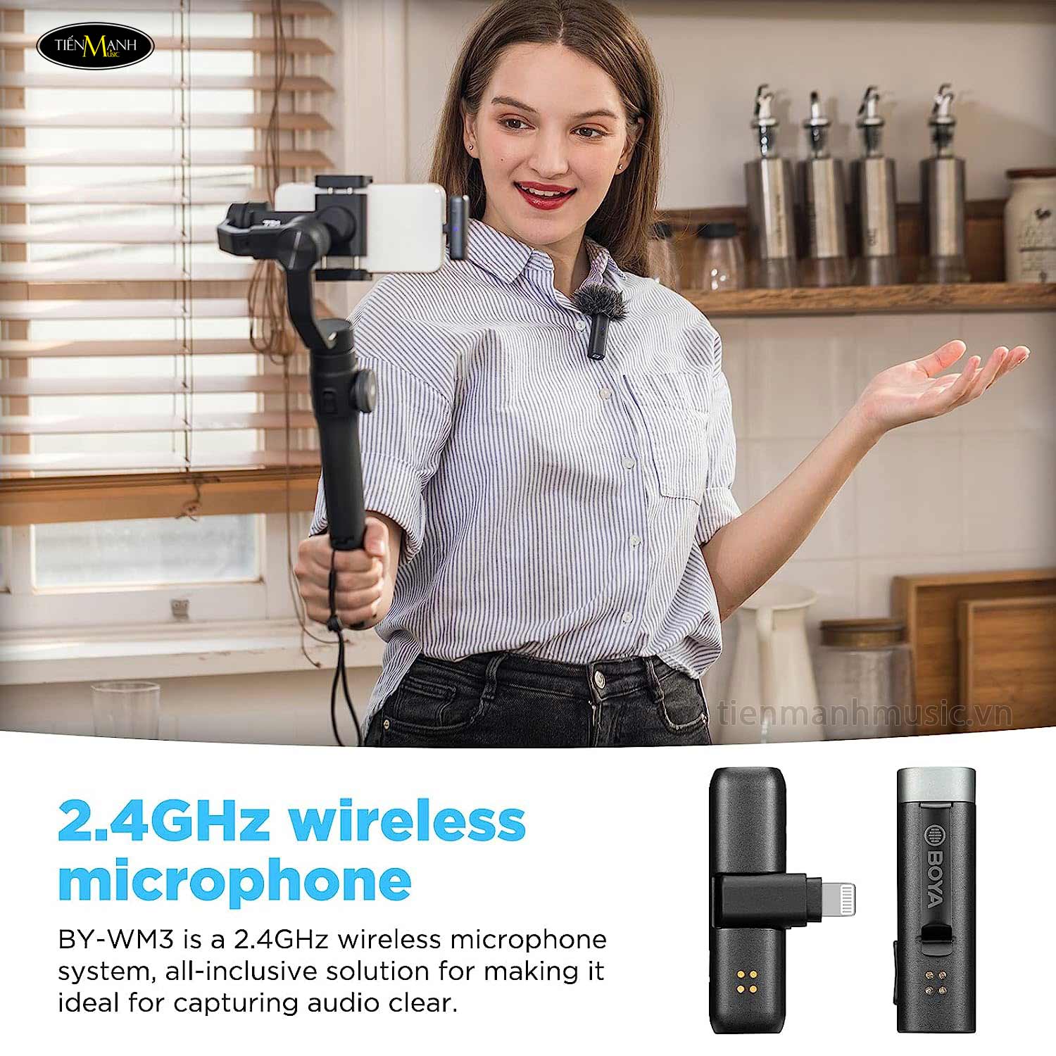 Micro Cài Áo Không Dây Cho Live Stream, Vlog Boya BY-WM3D