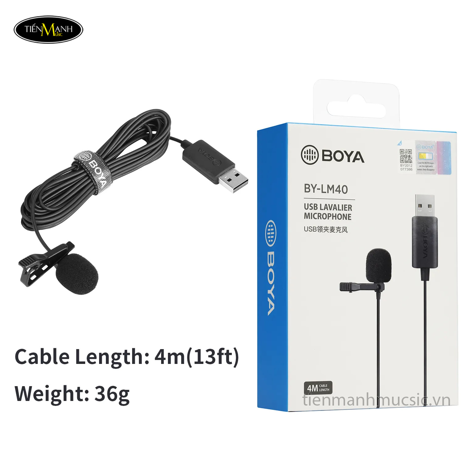 Micro USB Nhỏ Cài Áo Lavalier Boya BY-LM40 - tienmanhaudio