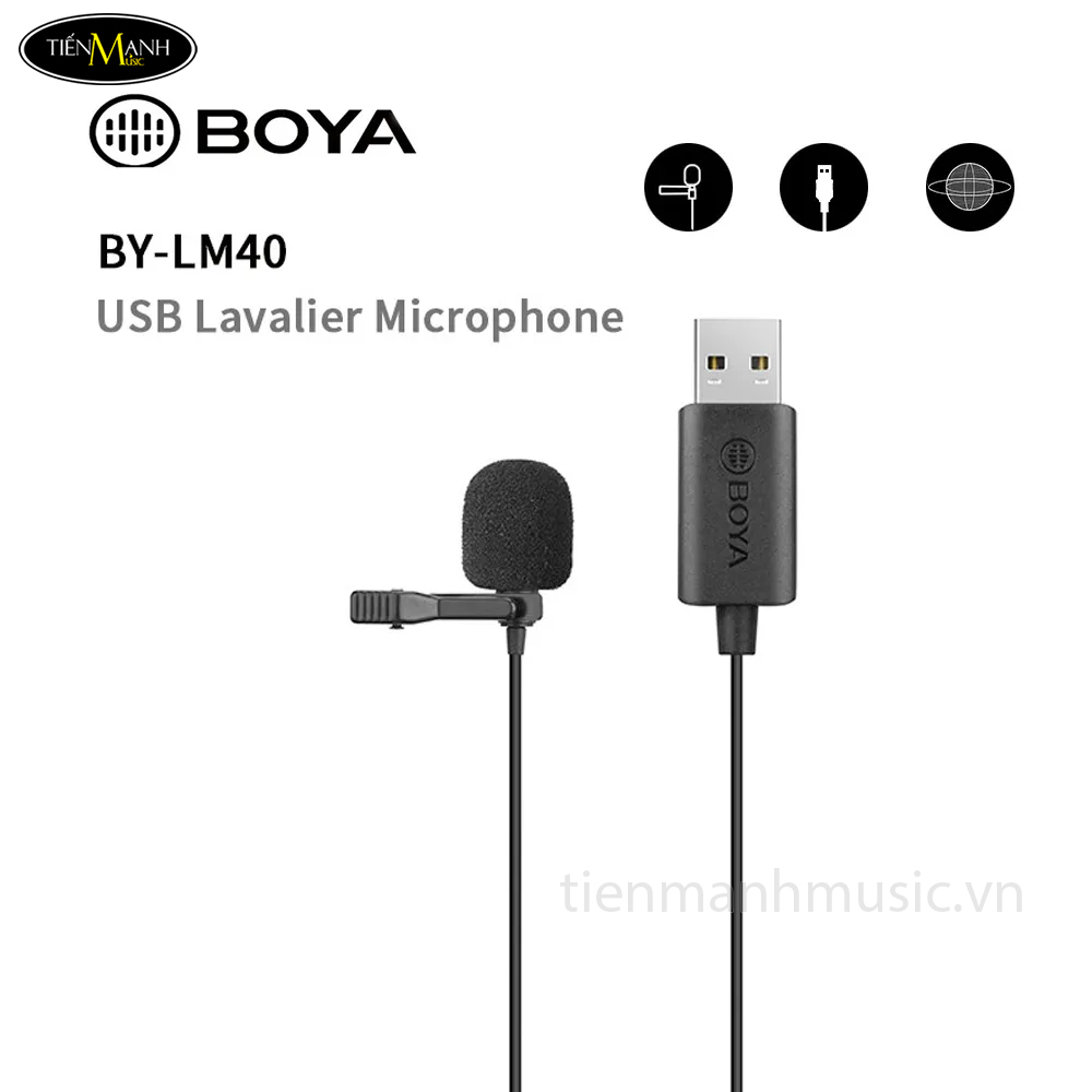 Micro USB Nhỏ Cài Áo Lavalier Boya BY-LM40 - tienmanhaudio